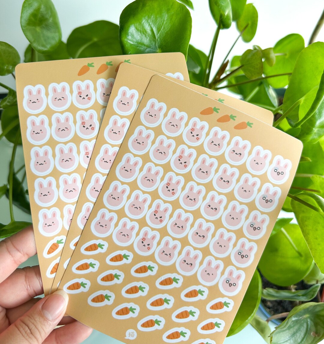 Bunny Emoji Sticker Sheet | Mood Tracker | Stickers for Scrapbooking ...