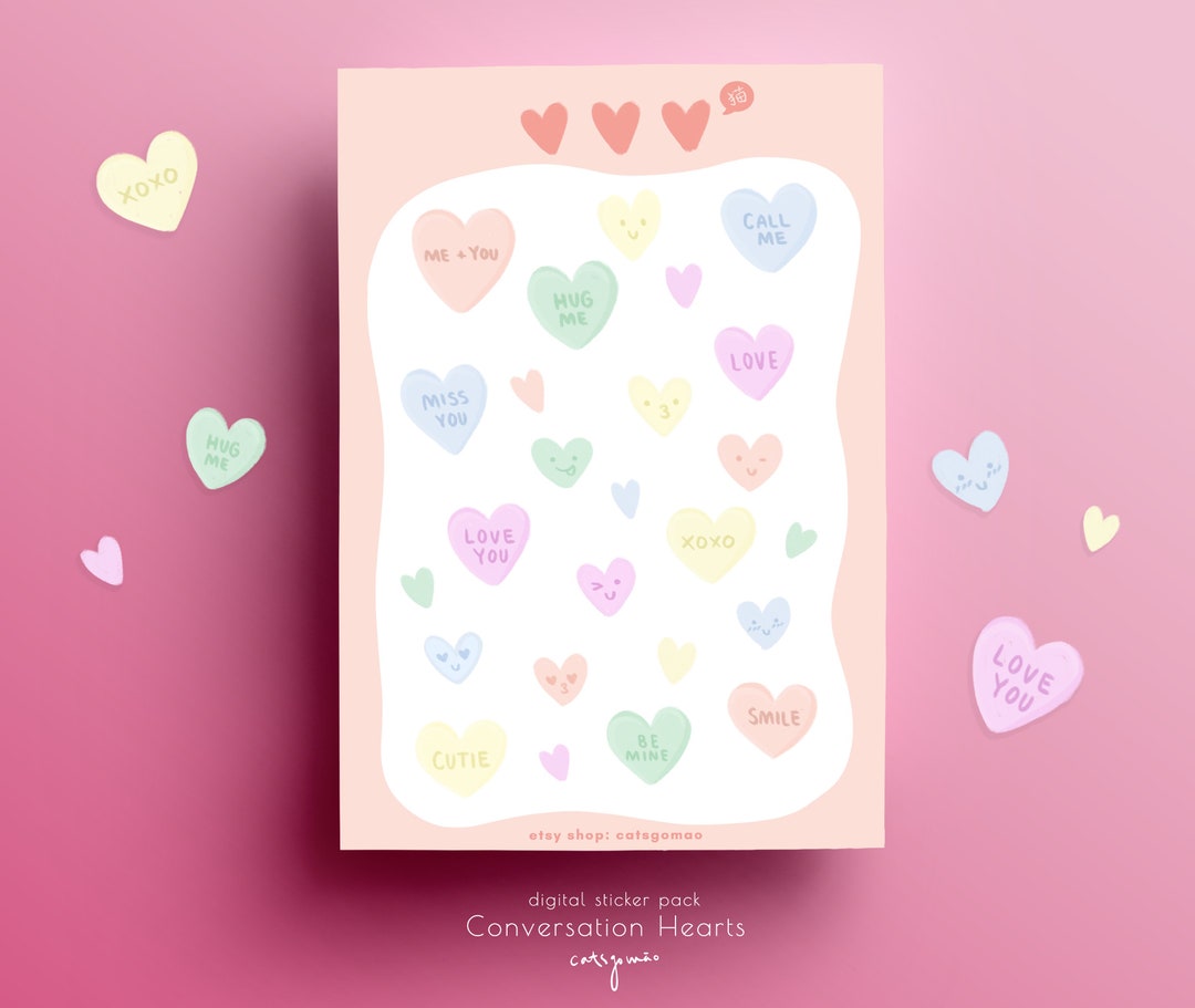Conversation Hearts | Valentines Day Digital Planner Sticker Pack ...