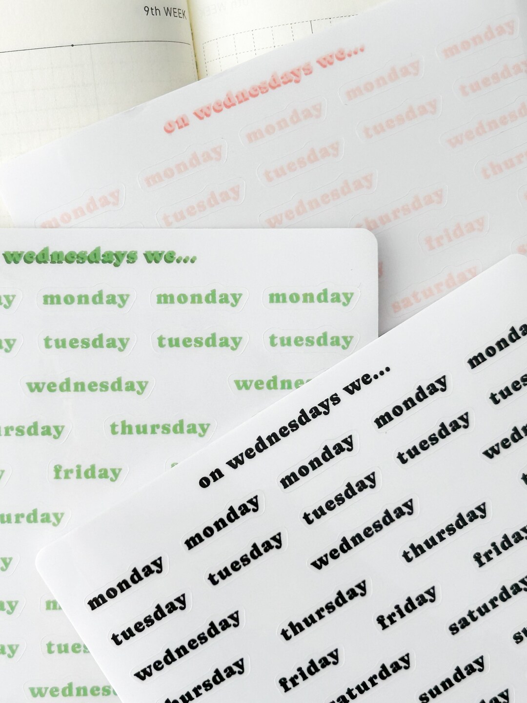 On Wednesday We... | Minimalist Days of the Week Planner Stickers ...