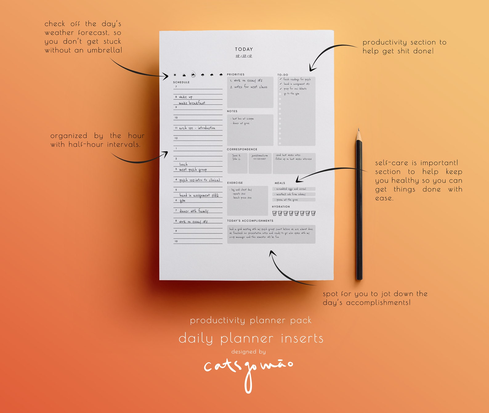 Minimal Productivity Planner Inserts Monthly Daily Weekly - Etsy