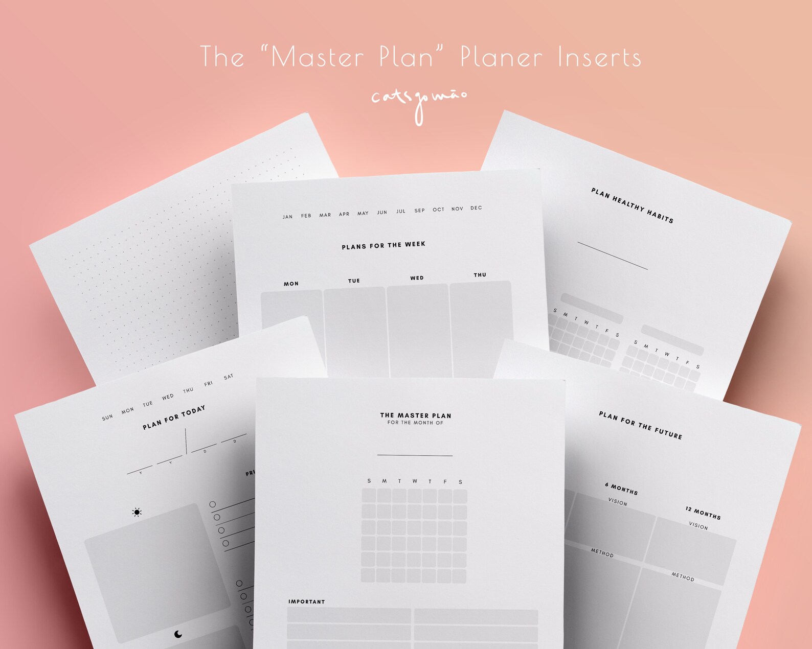 Minimal "master Plan" Planner Inserts - Digital/pdf Undated Printable ...
