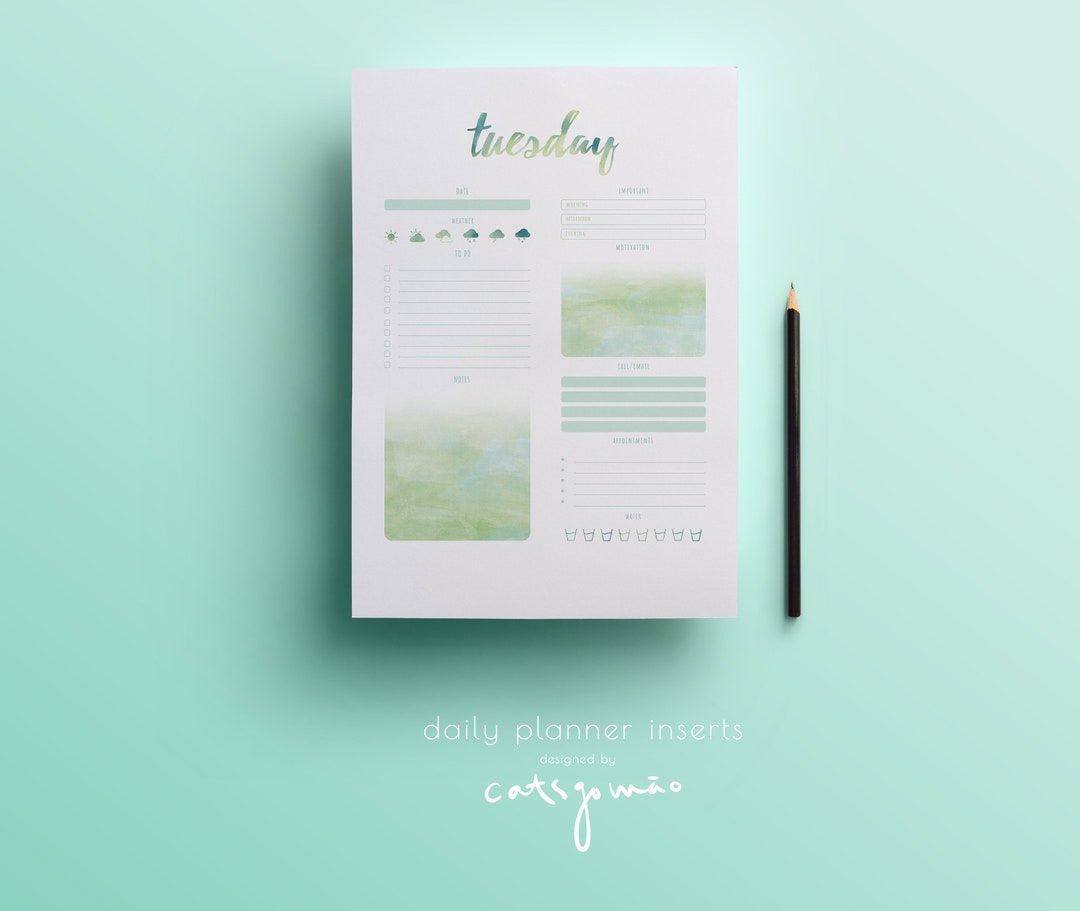 Daily Printable Planner Inserts – Daily Inserts, Daily Planner Pages ...