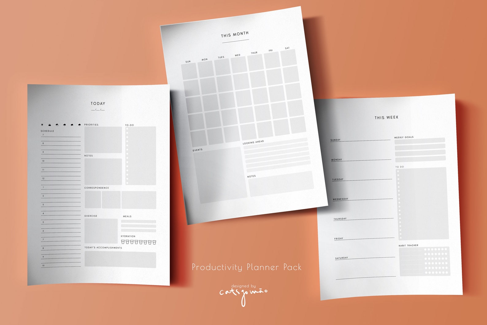 Minimal Productivity Planner Inserts Monthly Daily Weekly - Etsy
