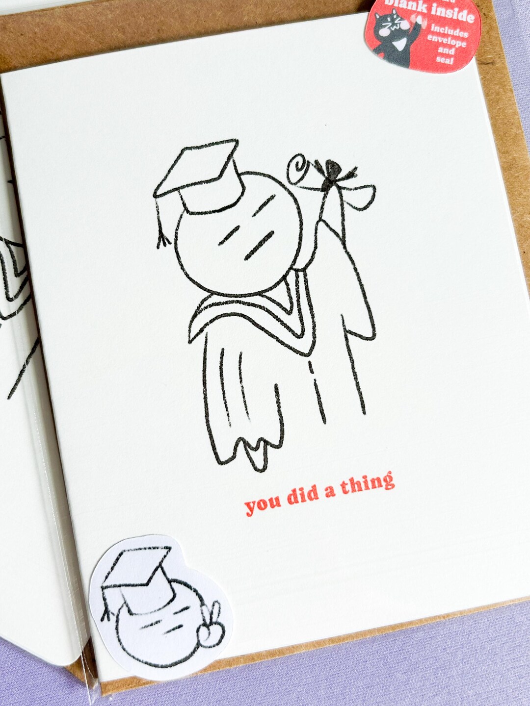 Meh You Did a Thing | Blank Inside Handmade Greeting Card | Cute ...