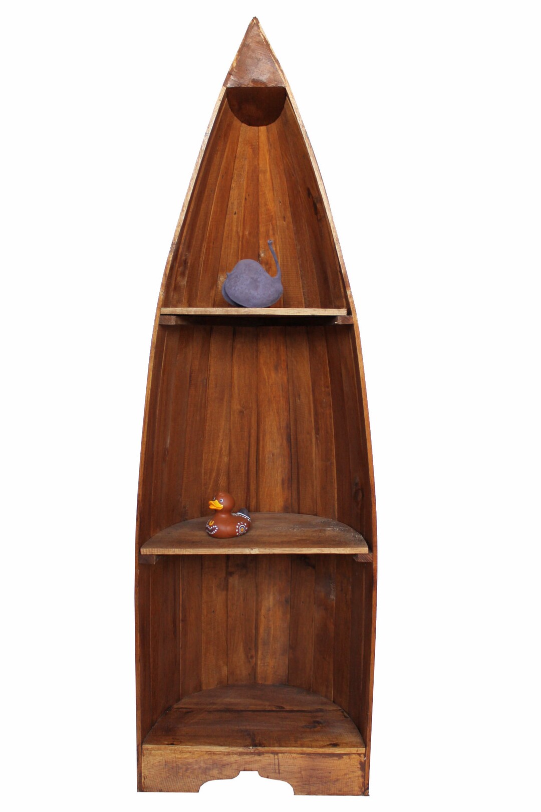 Shelf Wooden Shelf Boat Boat Shape Maritime Boat Shelf Solid Wood Brown ...
