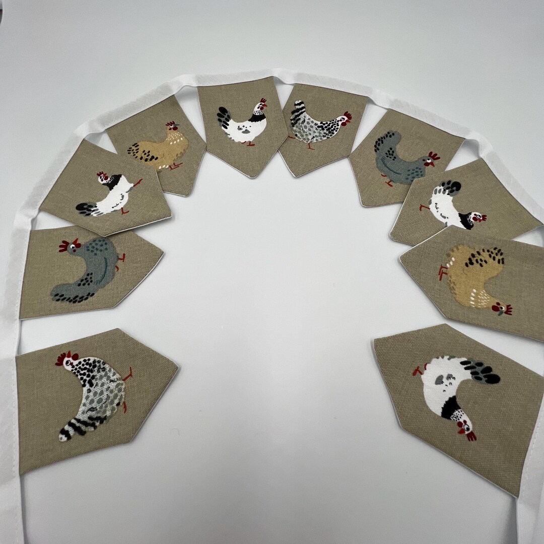 Chicken Mini Bunting, Beige, Fabric Wall Hanging Decoration - Etsy UK