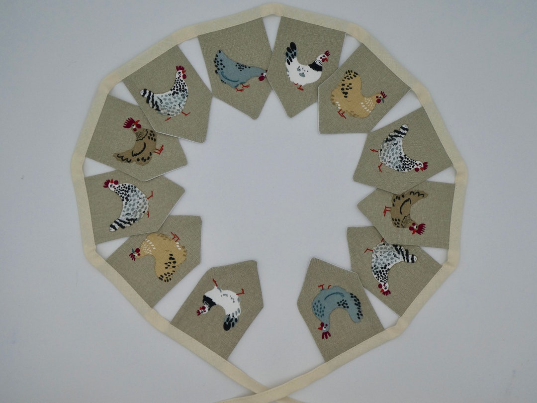 Chicken Mini Bunting, Beige, Fabric Wall Hanging Decoration - Etsy