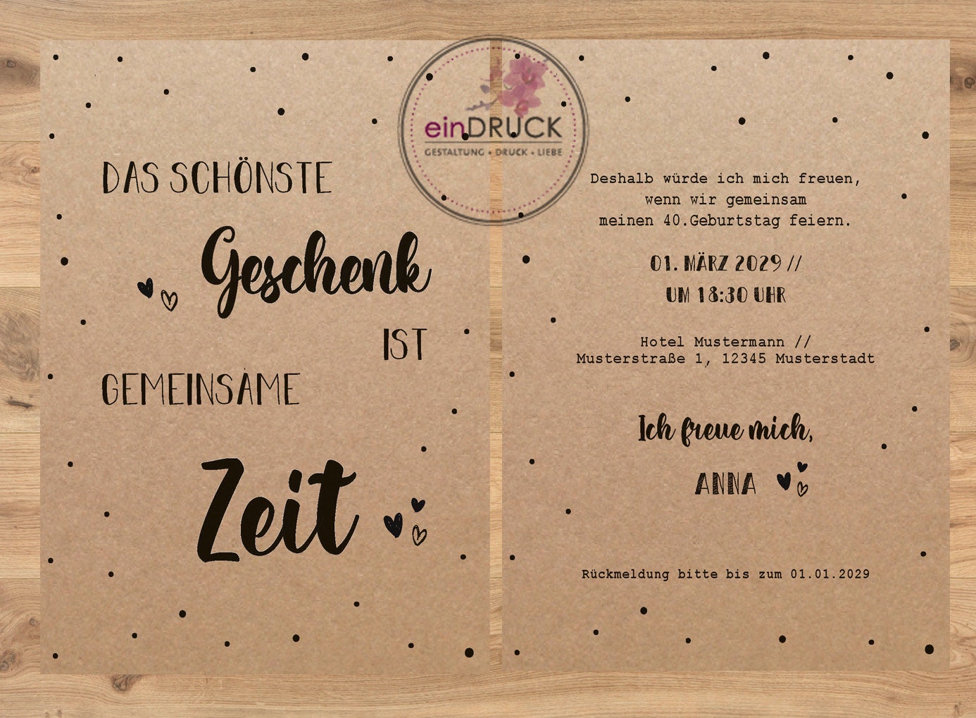 Einladung zum geburtstag I kraftpapier, runder geburtstag, eindruck ... Einladung zum geburtstag I kraftpapier, runder geburtstag, eindruck ...