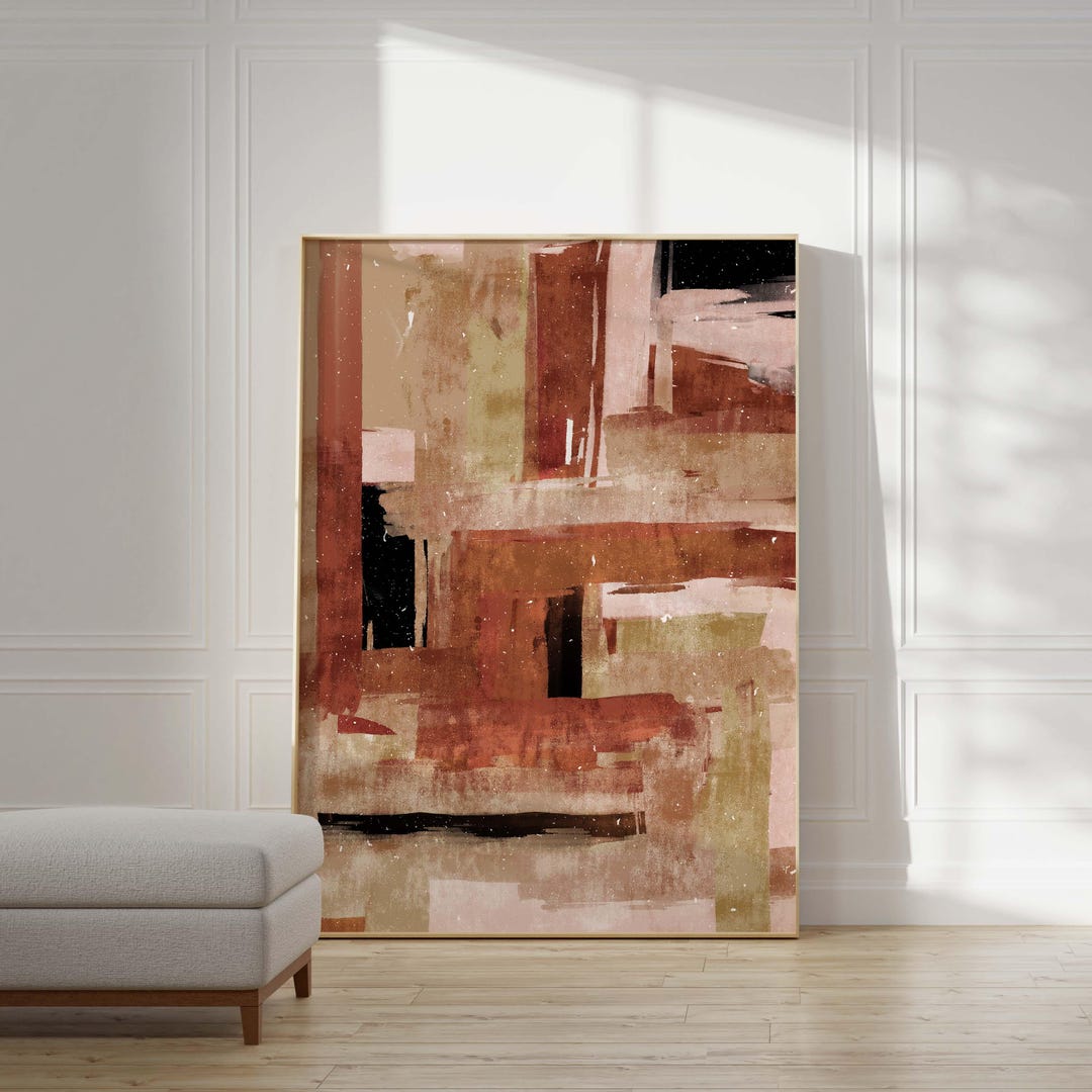 Abstract Brush Strokes Art Print: Rust Terracotta Wall Decor - Etsy