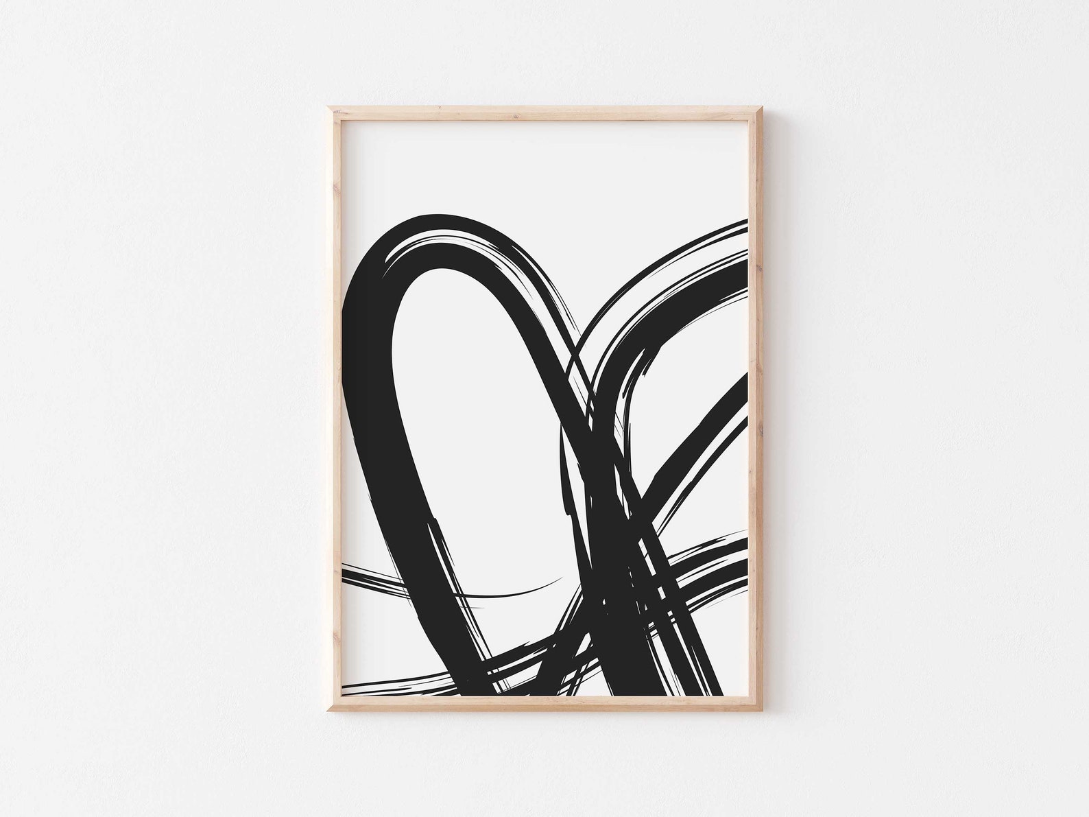 Set of 3 Black Thick Line Abstract Wall Art/set of 3 Extra Large Poster ...