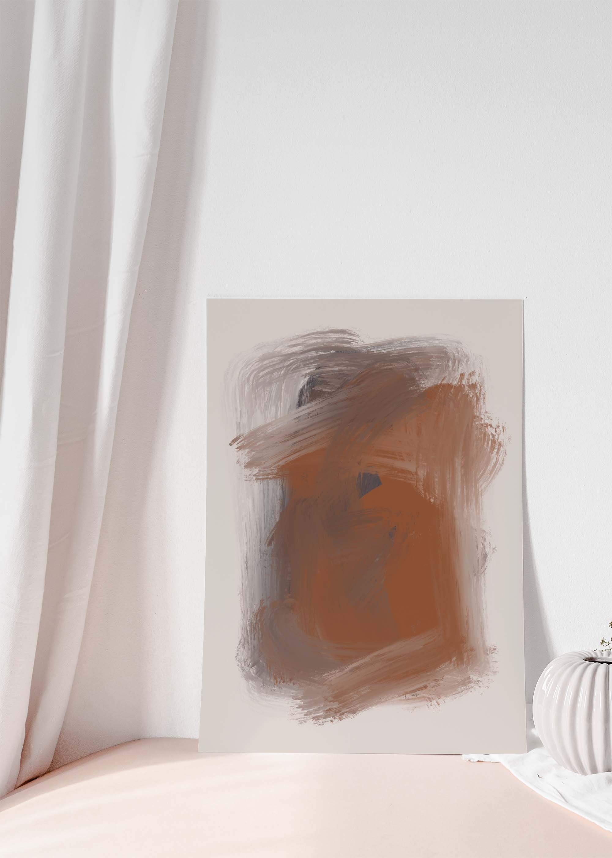 Burnt orange abstract wall art print/Color block | Etsy