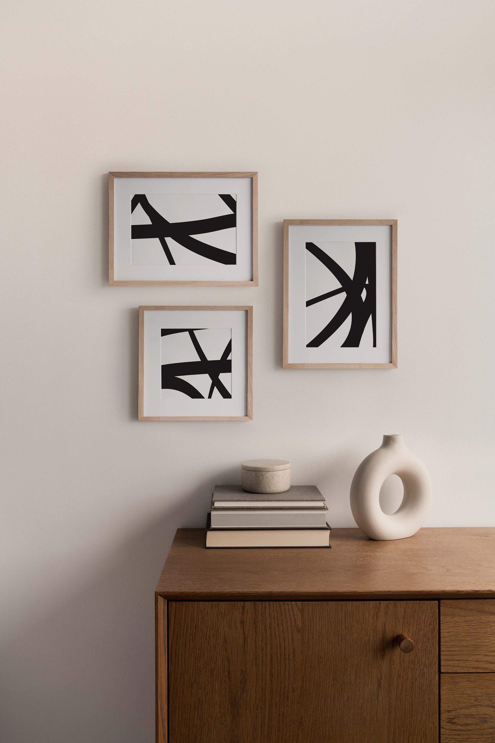 Set of 9 black and white abstract wall art set/Extra large | Etsy