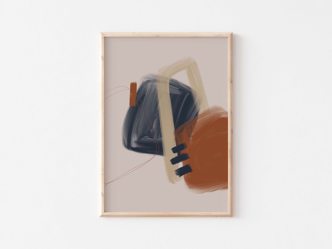 Burnt Orange/navy Blue Abstract Art/modern Wall Art Print/scandinavian ...
