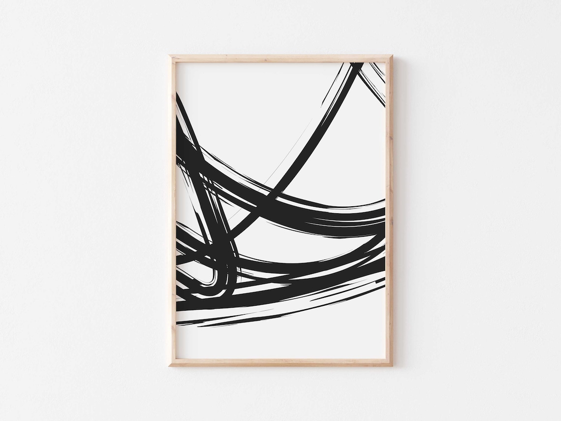 Set of 3 Black Thick Line Abstract Wall Art/set of 3 Extra Large Poster ...