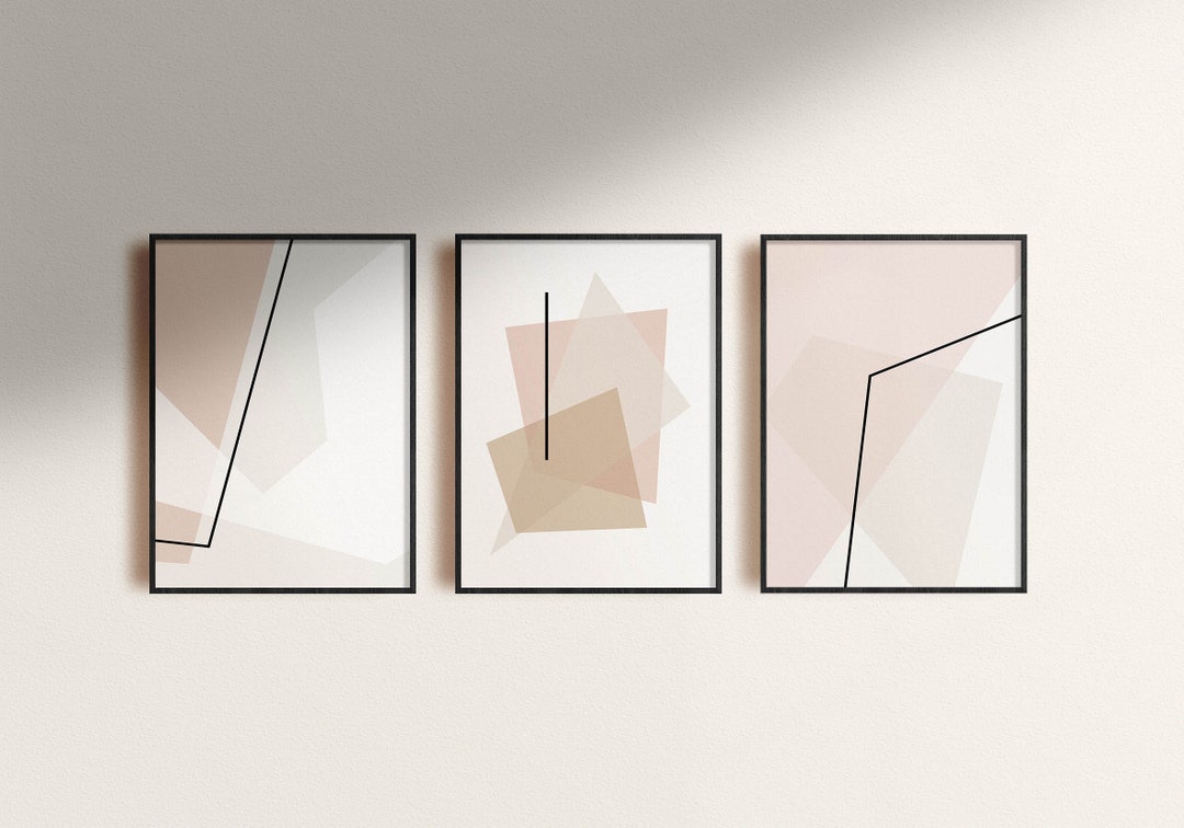 Set of 3 Minimalism Abstract Line Art Printables. Pastel - Etsy