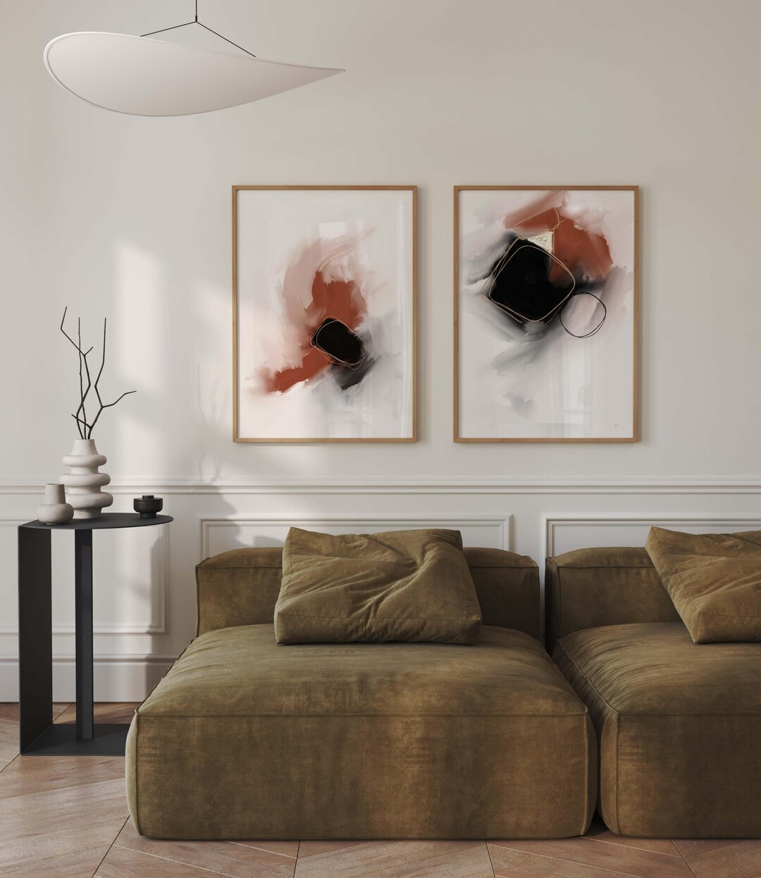 Rust Wall Art Set of 2/black Burnt Orange Wall Art Posters/scandinavian ...