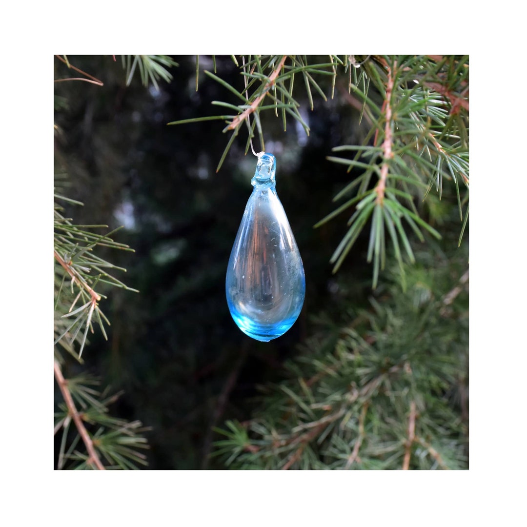12 Turquoise Christmas Small Drops Handmade of Syrian Blown Glass (you ...
