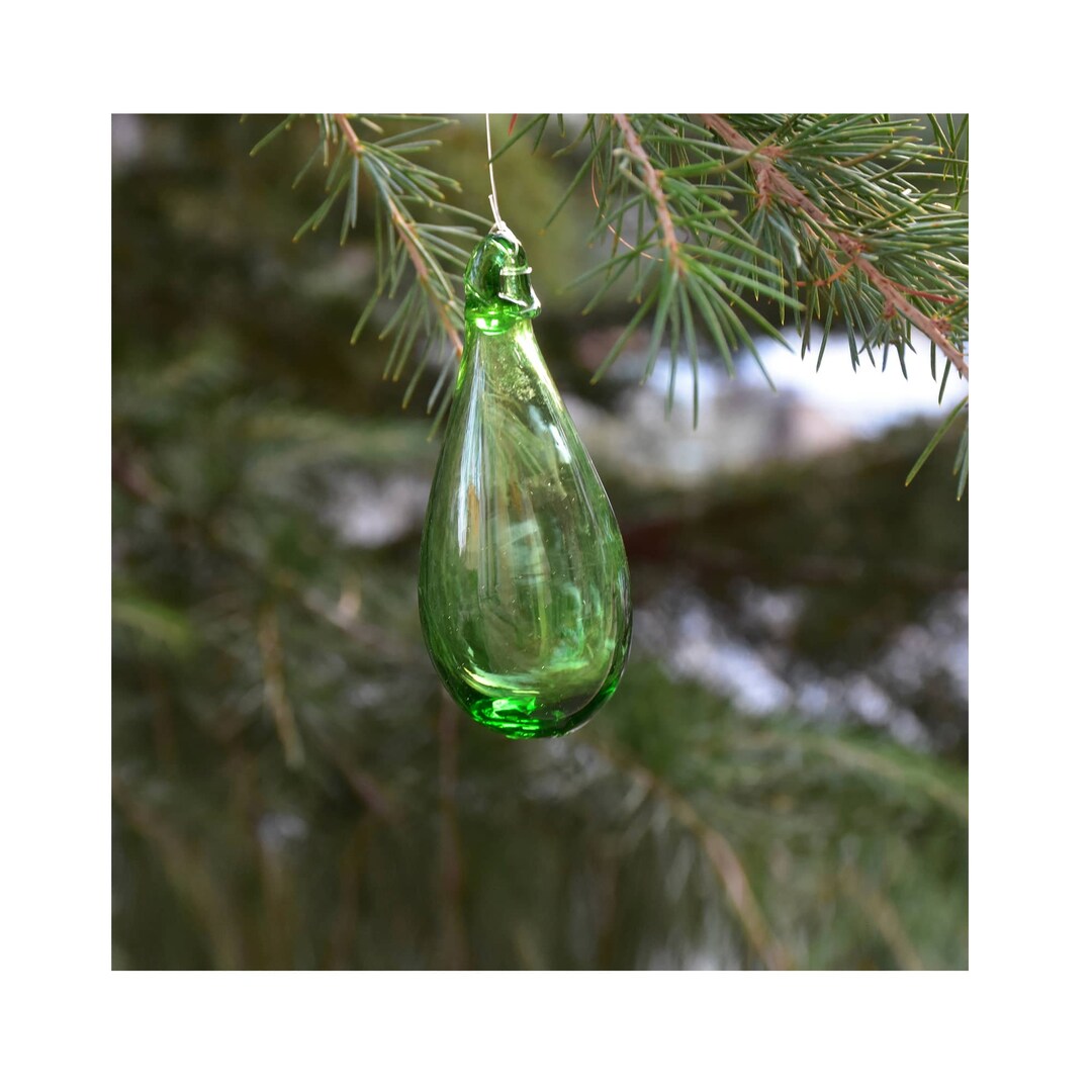 12 Green Christmas Small Drops Handmade of Syrian Blown Glass (you Can ...