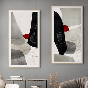 Large Vertical Abstract Minimalist Print Set of 2 Prints, Modern ...