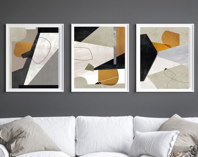 Set of 3 Minimalist Prints Abstract Geometric Print Set - Etsy