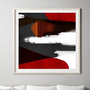 Large Abstract Wall Art Square Abstract Printable Art Red - Etsy