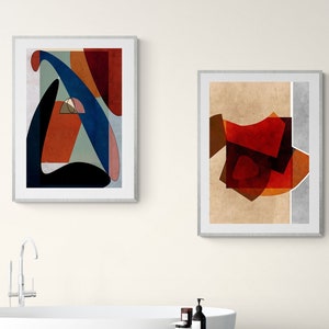 Set of 2 Modern Abstract Wall Art Prints, Printable Abstract Minimalist ...