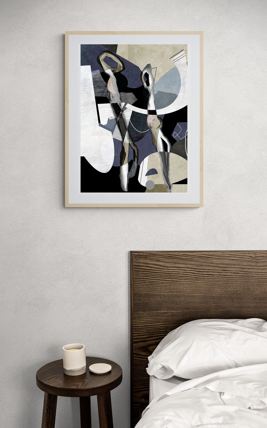Abstract Printable Art, Minimalist Human Figures on Abstract Geometric ...