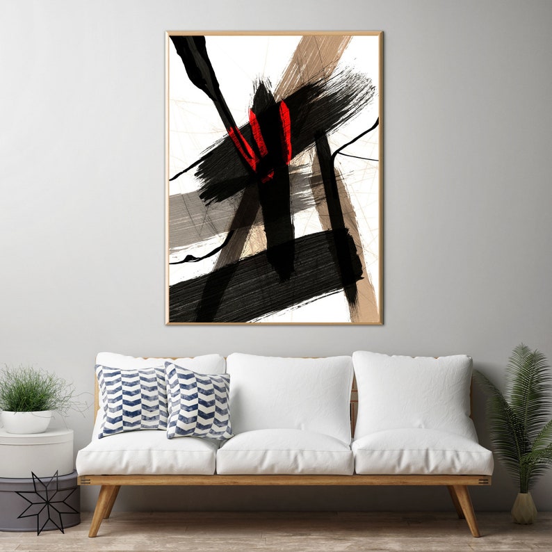 Red black abstract print set Set of 2 abstract prints | Etsy