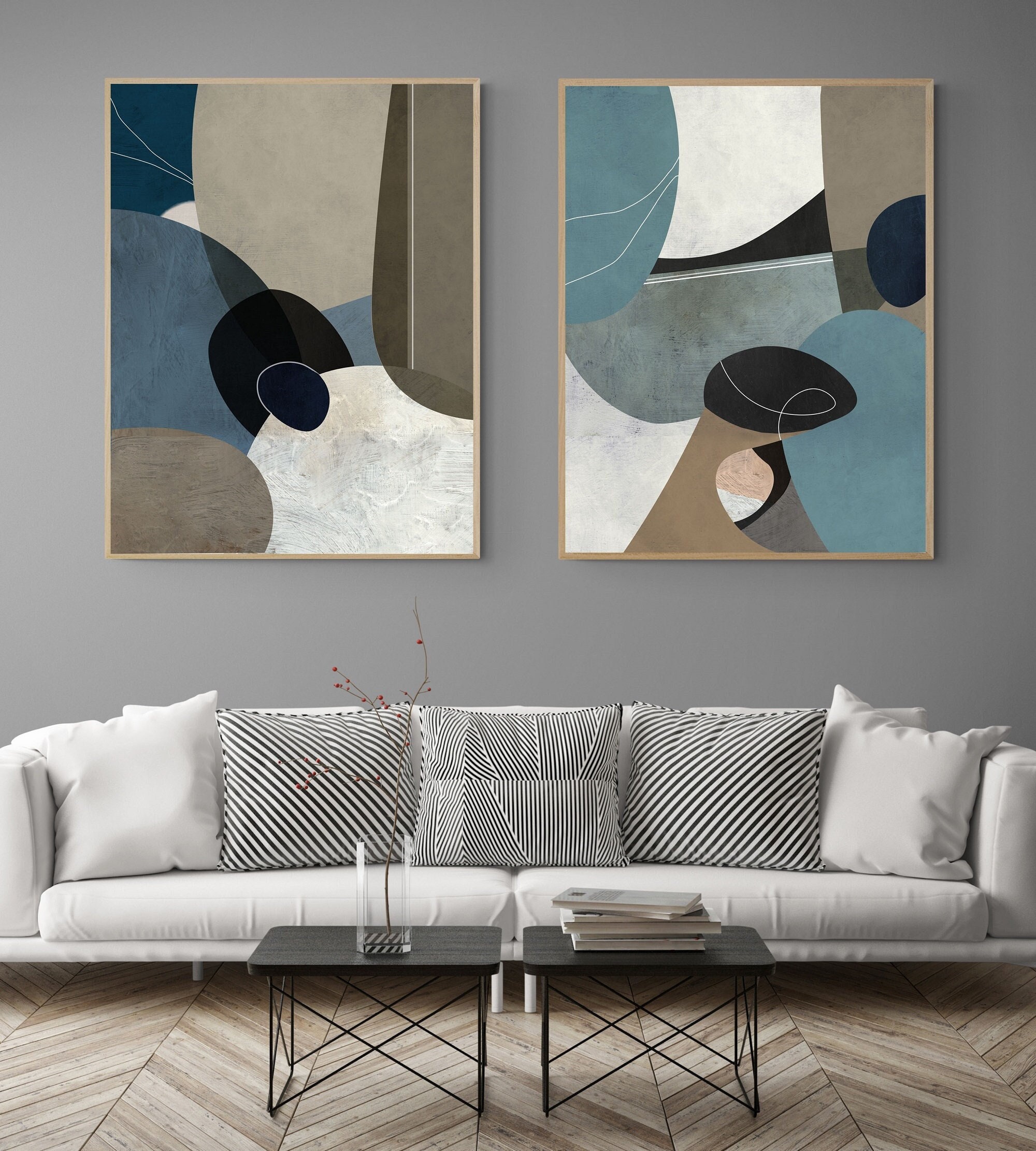 Abstract Neutral Art Set of 2 Prints Minimalist Abstract - Etsy