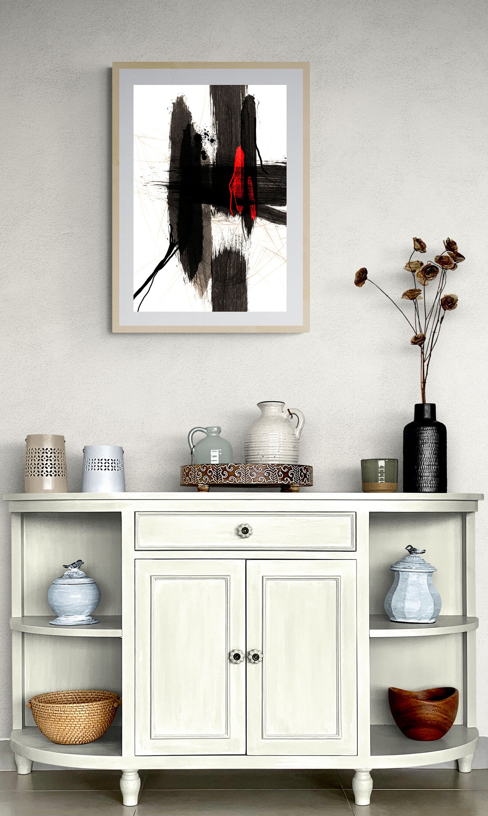 Red Black Abstract Print Set, Set of 2 Abstract Prints, Printable ...