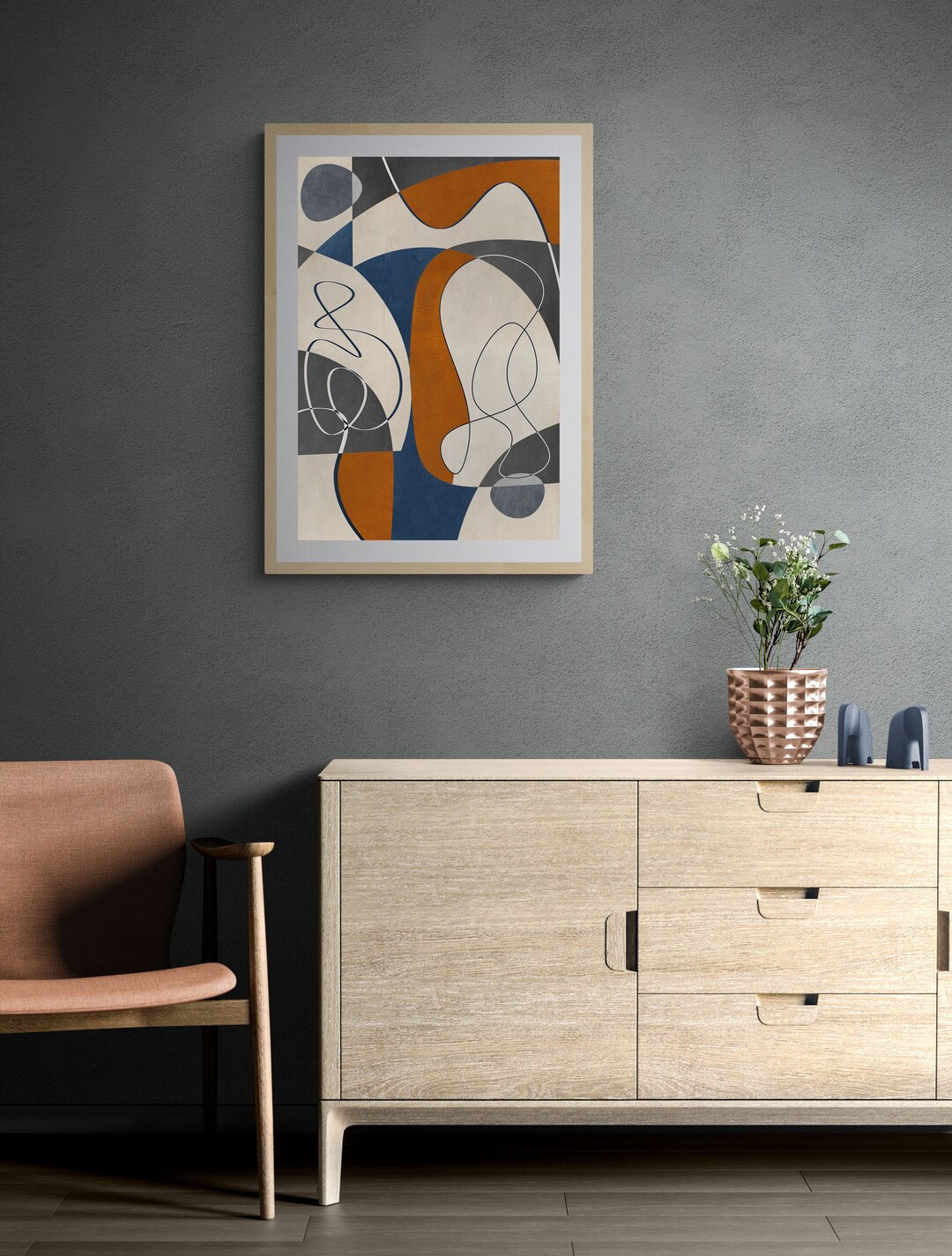 Abstract Wall Art Round Geometric Shapes, Modern Contemporary Printable ...