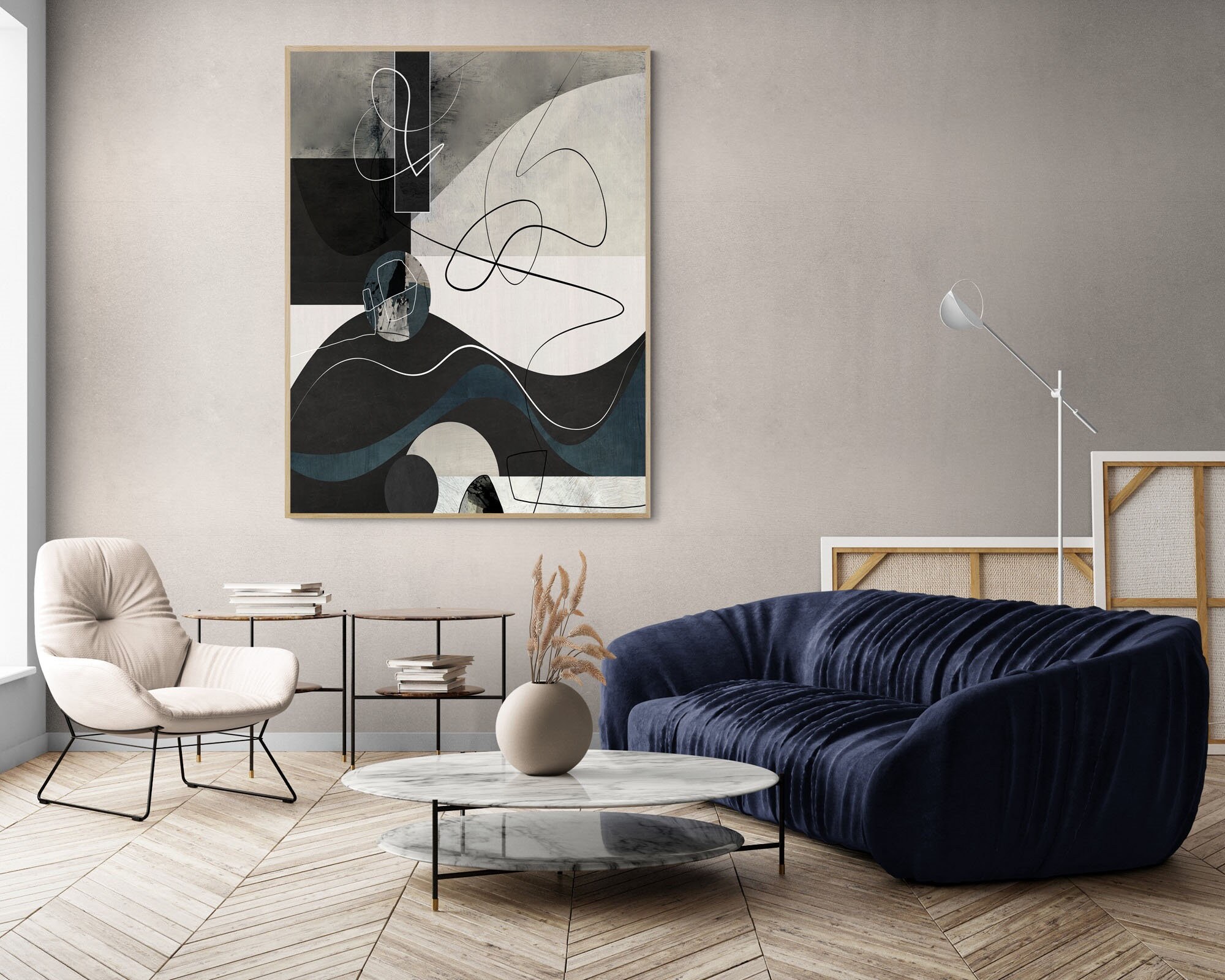 Modern Abstract Home Decor Printable Wall Art With Neutral - Etsy