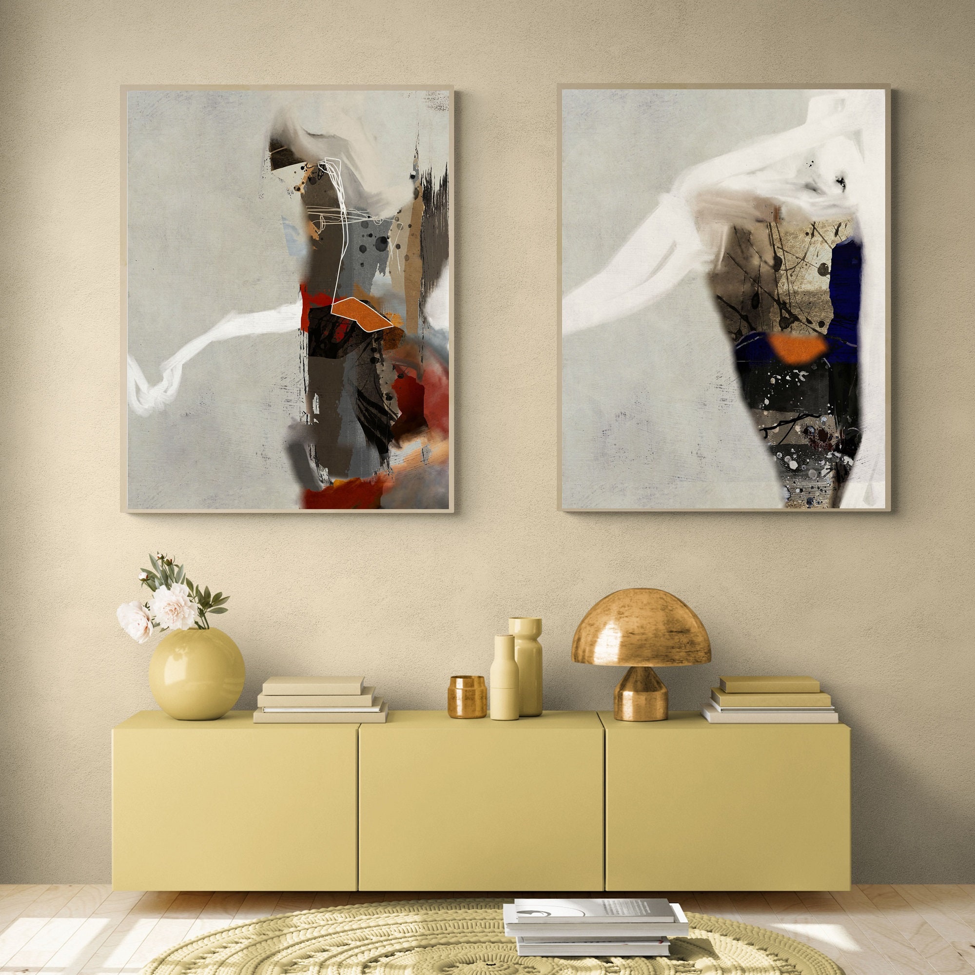 Modern Abstract Print Set Set of 3 Abstract Prints - Etsy