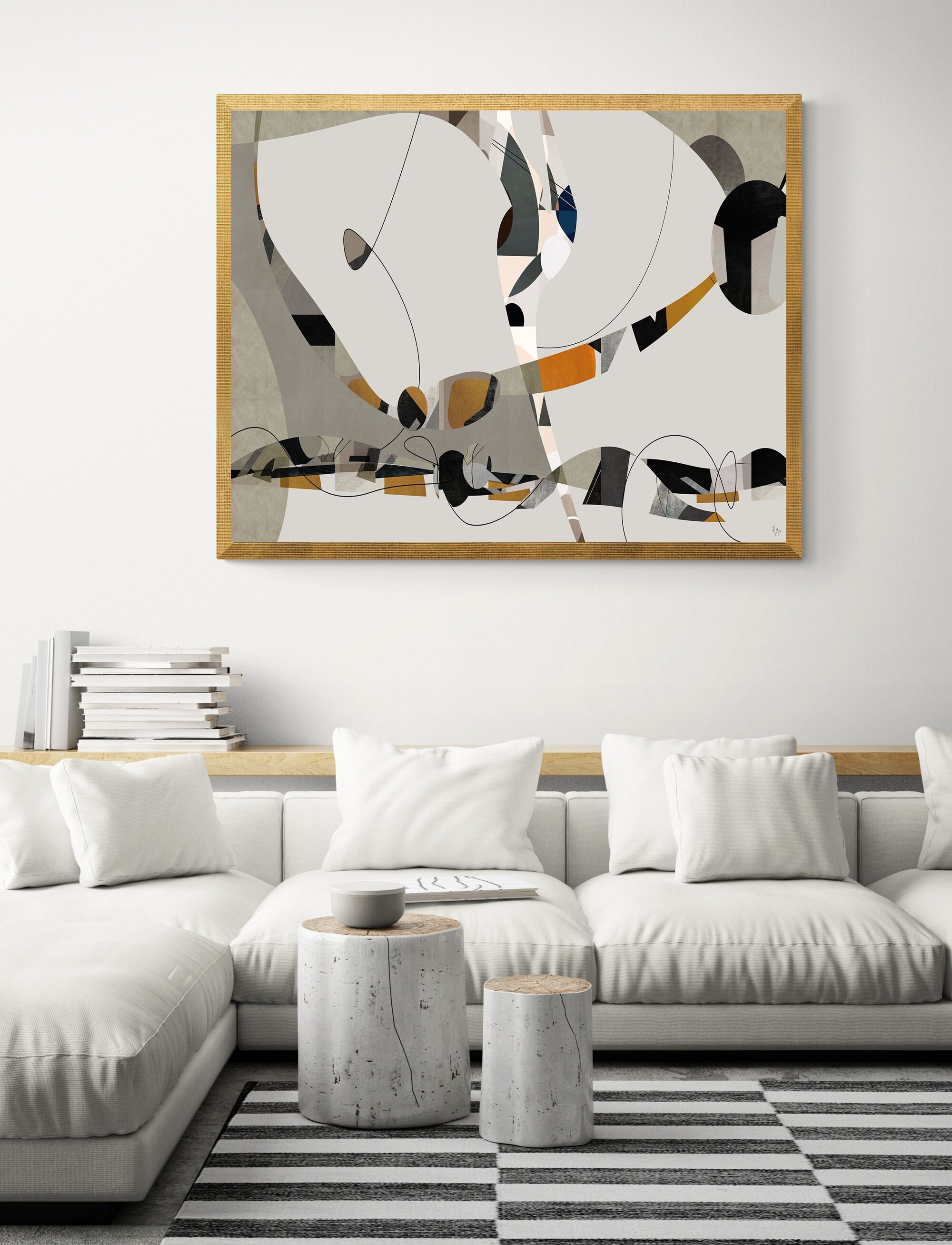 Large Modern Mid Century Abstract Art Large Abstract - Etsy