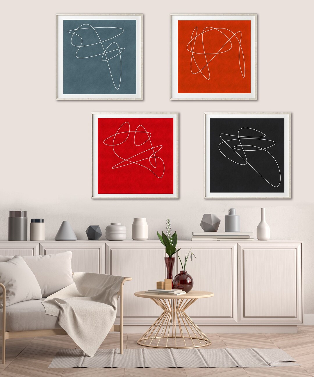 Minimal Print Set With Vibrant Colors, Minimal Printable Art Set ...
