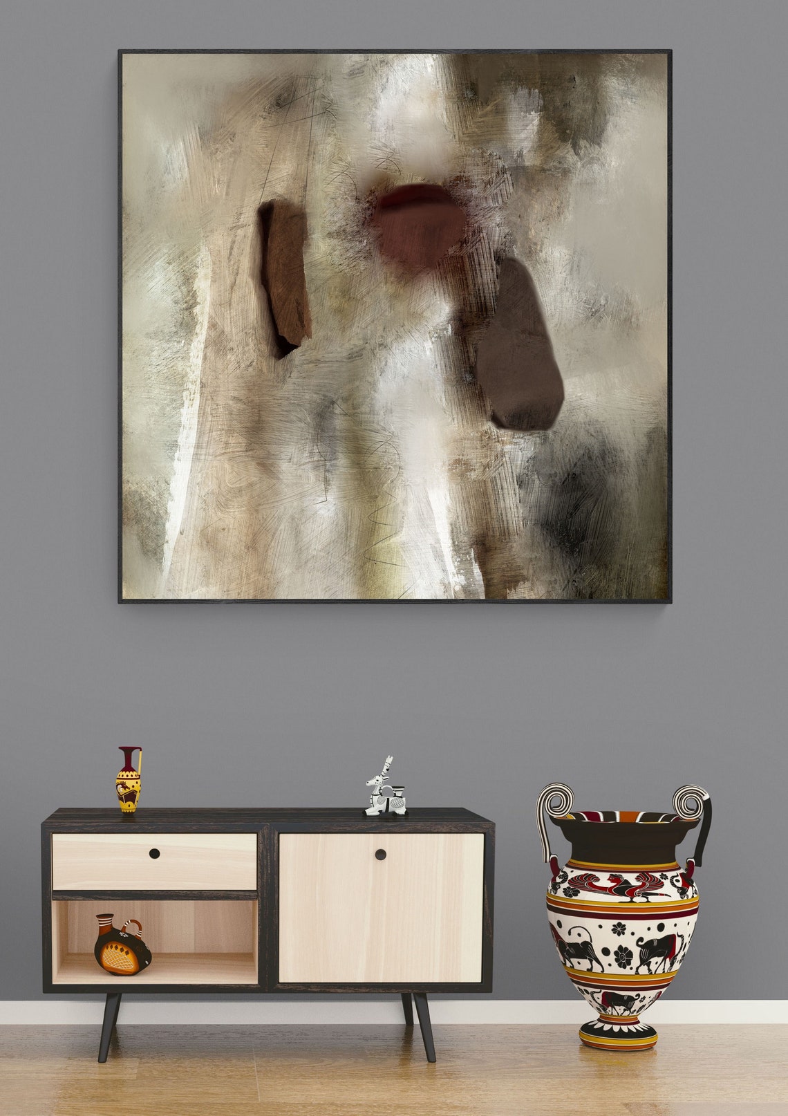 Large Abstract Print Printable Abstract Wall Art With Brown - Etsy