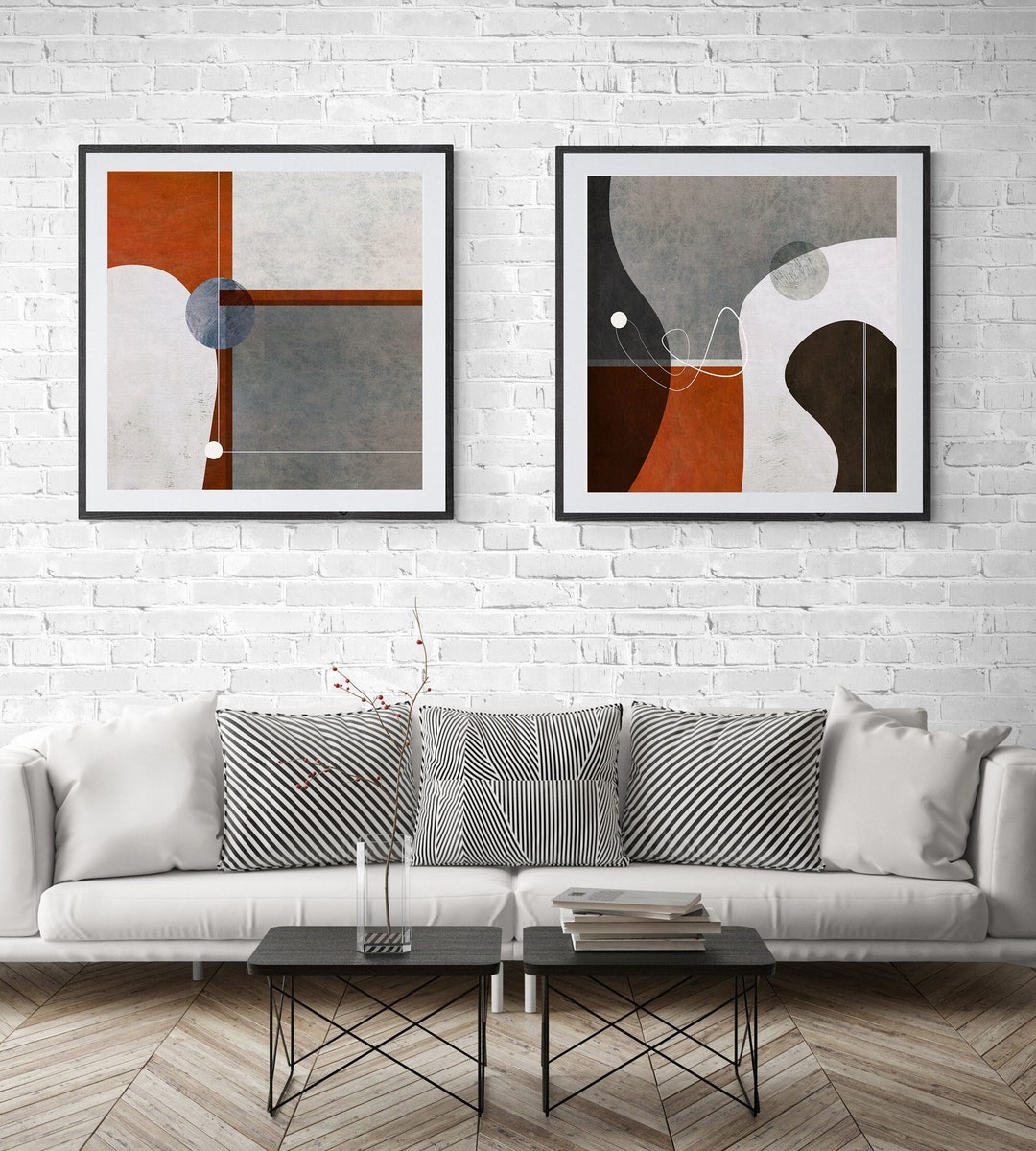 Printable Abstract Set of 2 Prints, Minimal Abstract Wall Art Set ...