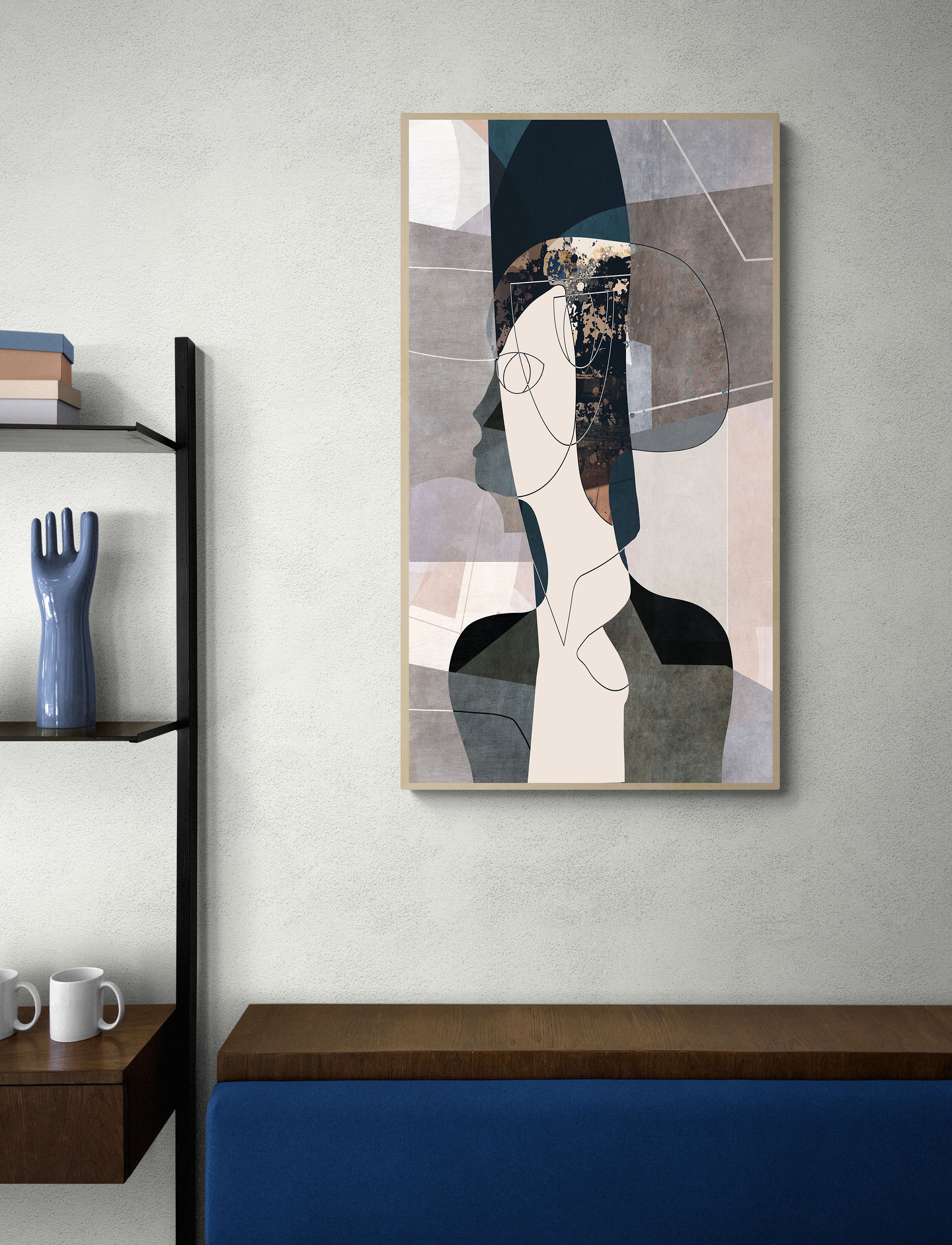 Modern Abstract Geometric Artwork With Integrated Human Figure - Etsy