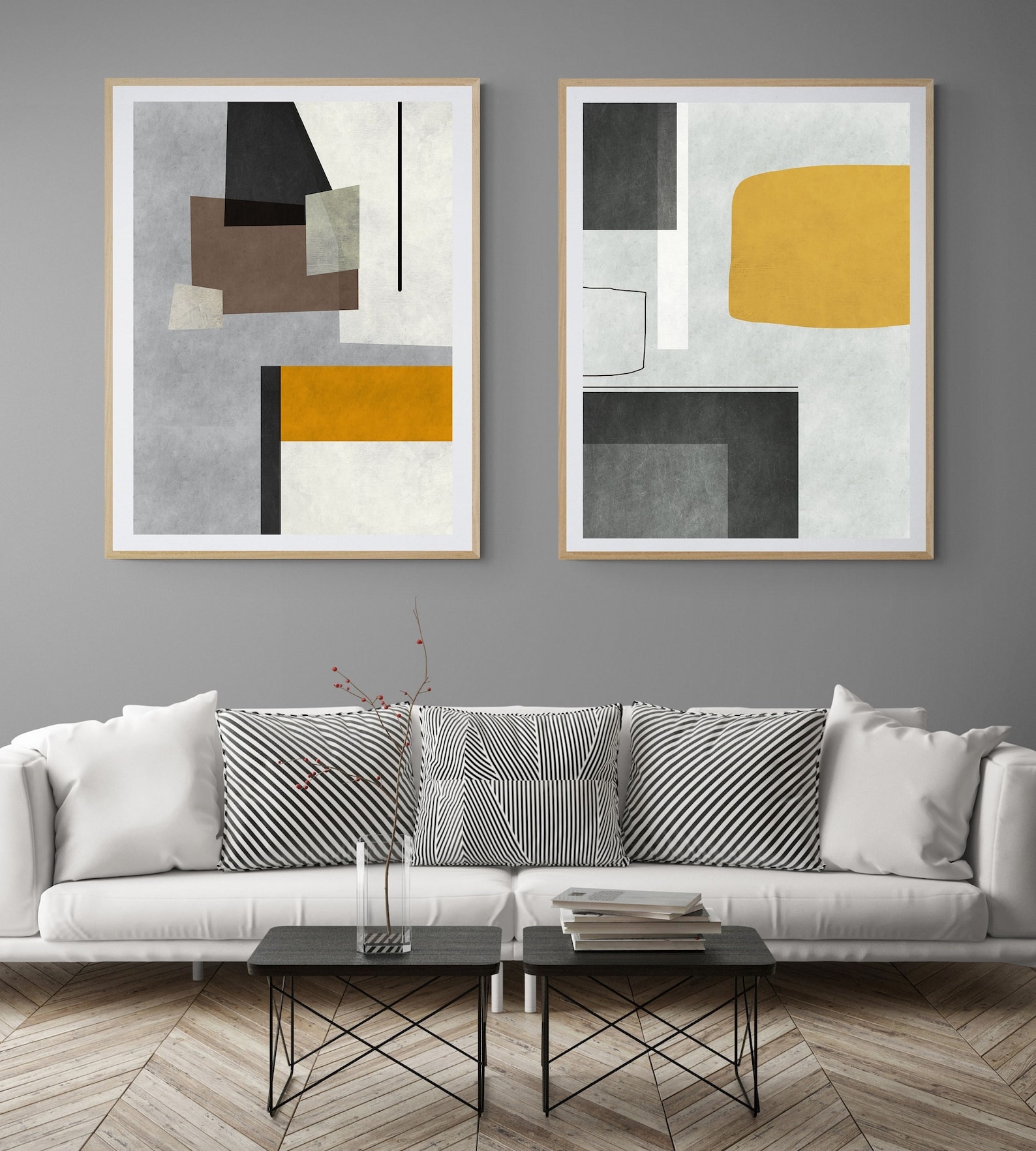 Abstract Geometric Minimalist Wall Art Set of 2 Prints - Etsy