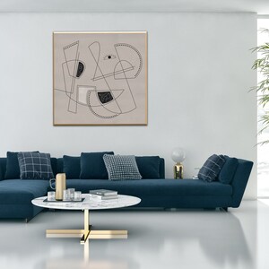 Large Square Minimalist Abstract Line Art With a Subtle Gray - Etsy