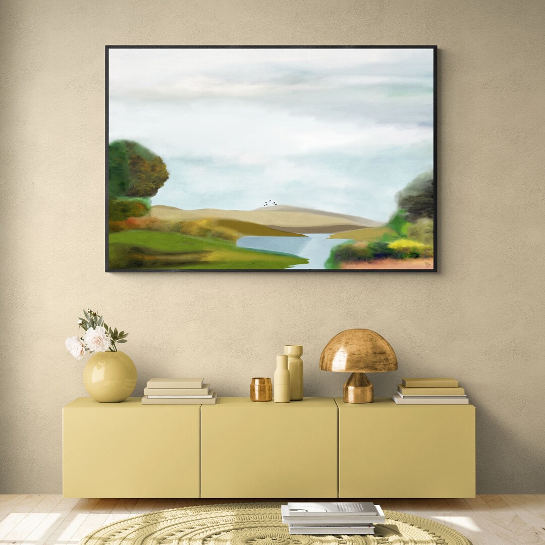 Large Printable Landscape With Hills, Forests, Lakes and a Big Sky ...