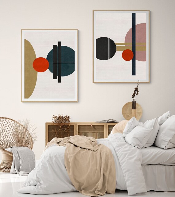 Minimal Abstract Wall Art Print Set Large Minimal Abstract | Etsy