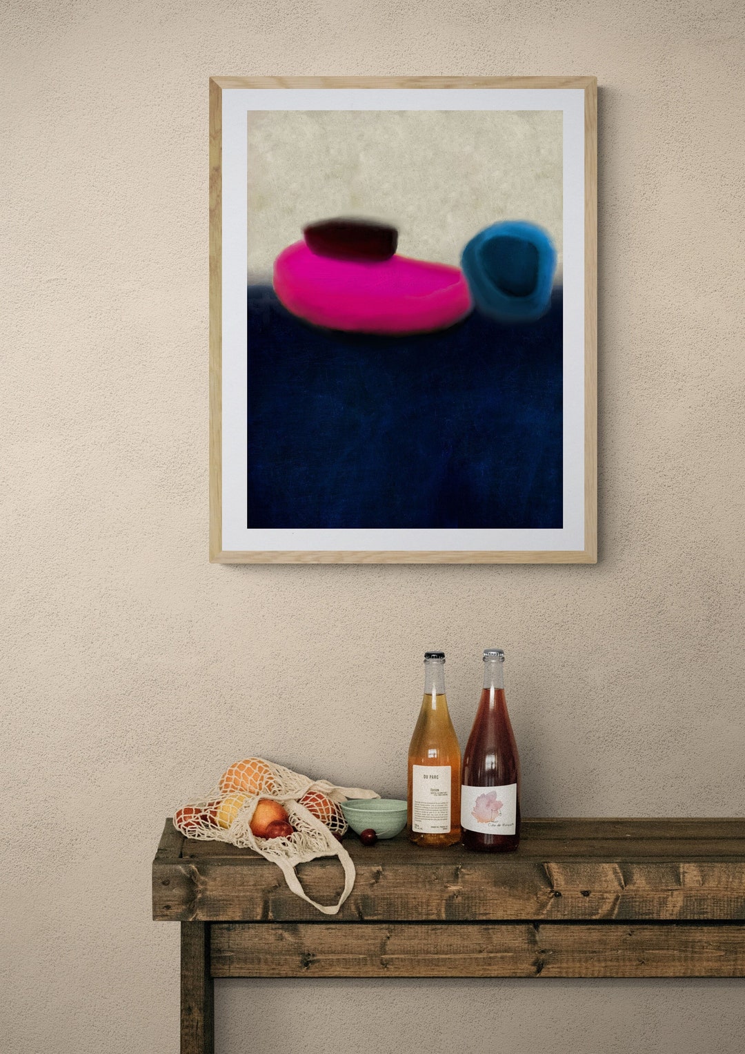 Minimalist Abstract Figurative Printable Painting With Dark Blue and ...