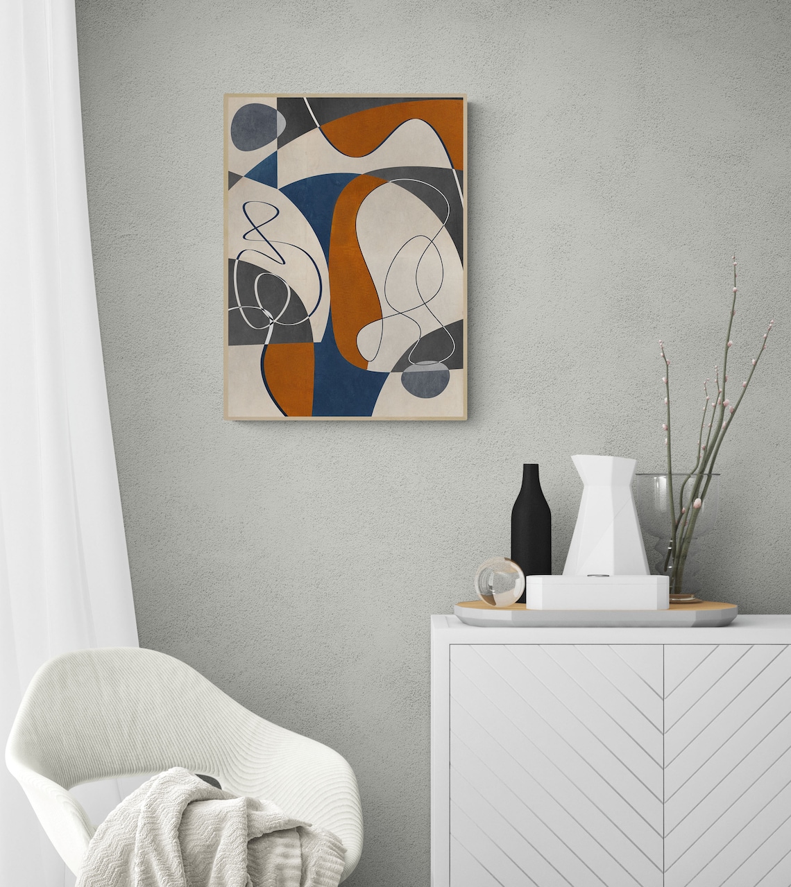 Abstract Wall Art Round Geometric Shapes Modern Contemporary - Etsy
