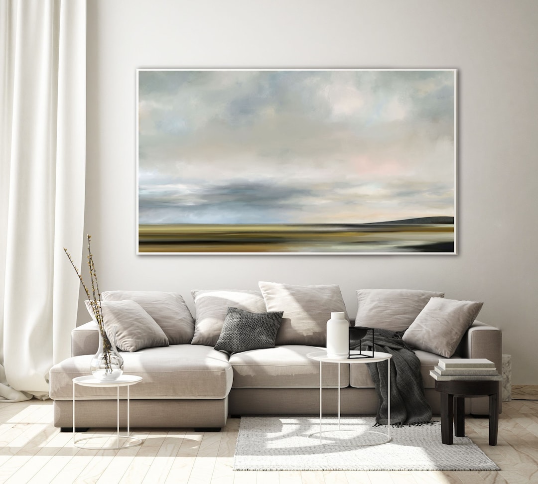 Large Green Horizontal Landscape Printable Painting, Mongolian ...