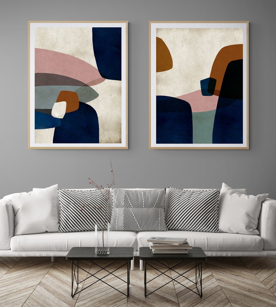 Large Abstract Minimalist Print Set of 2, Abstract Printable Wall Art ...