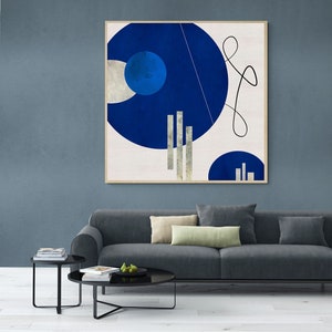 Large Blue Abstract Minimalist Printable Painting, Blue Art Print ...