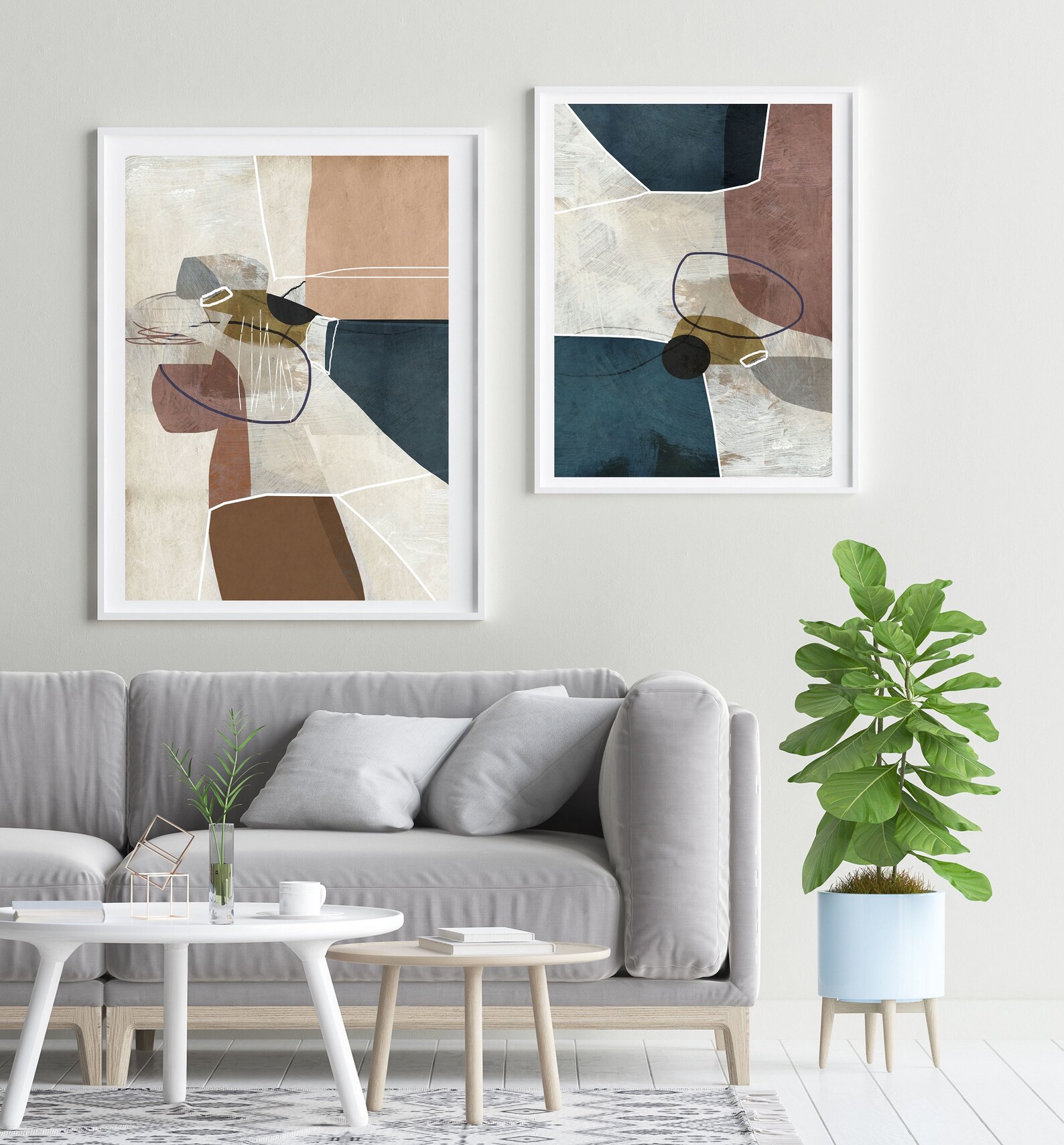 Large Boho Art Print Set of 2 Prints Wall Art Printable Set - Etsy