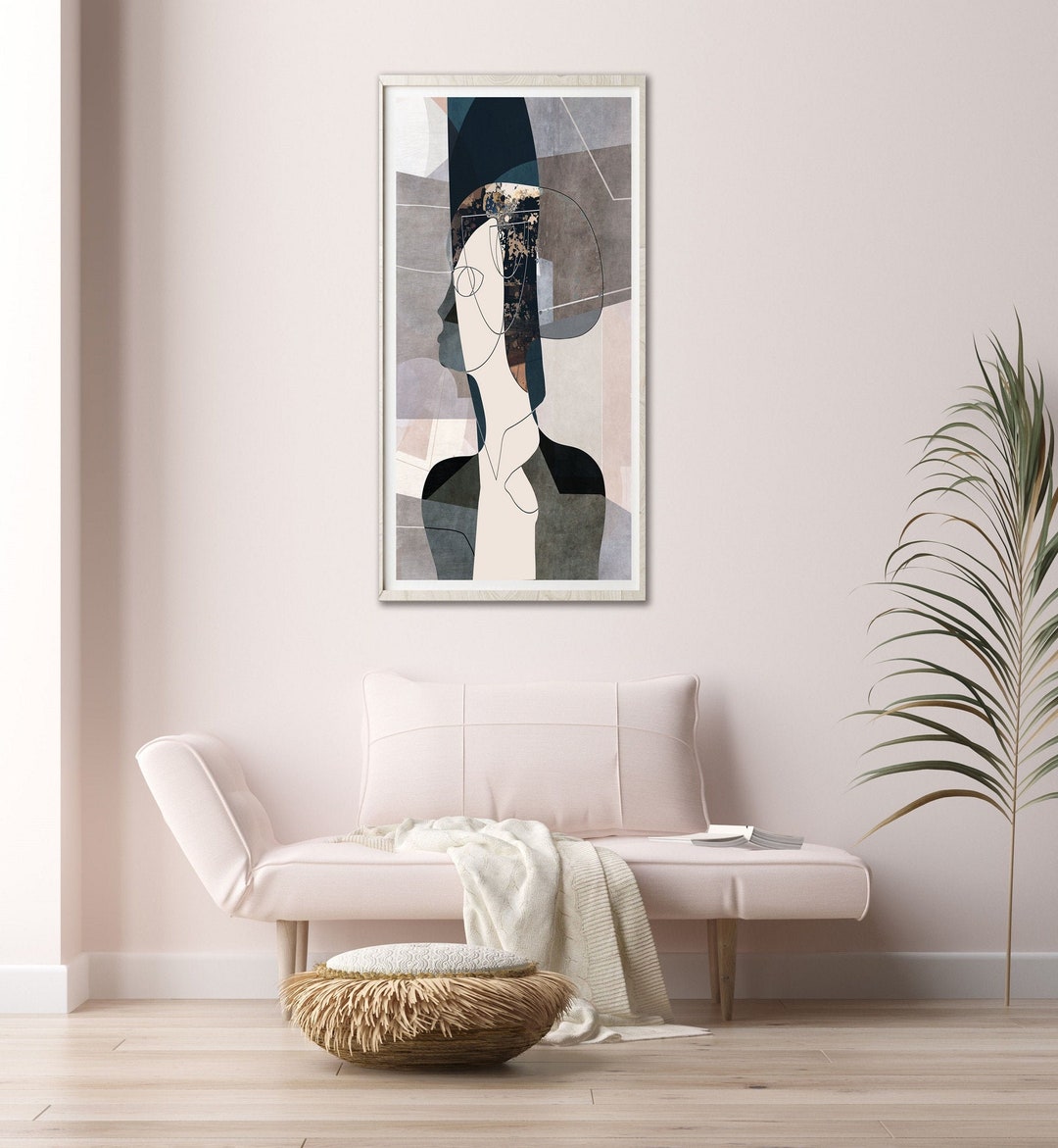 Modern Abstract Geometric Artwork With Integrated Human Figure Drawing ...