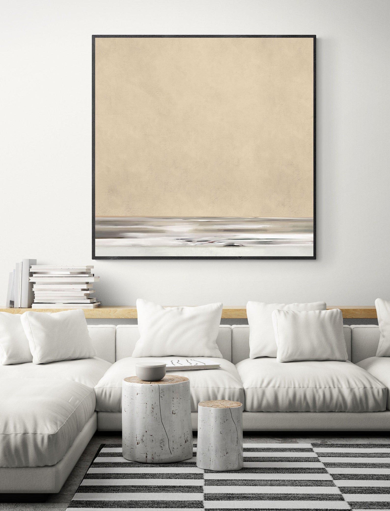 Minimalist Desert Landscape Art Print: Beige Abstract Panorama (digital ...